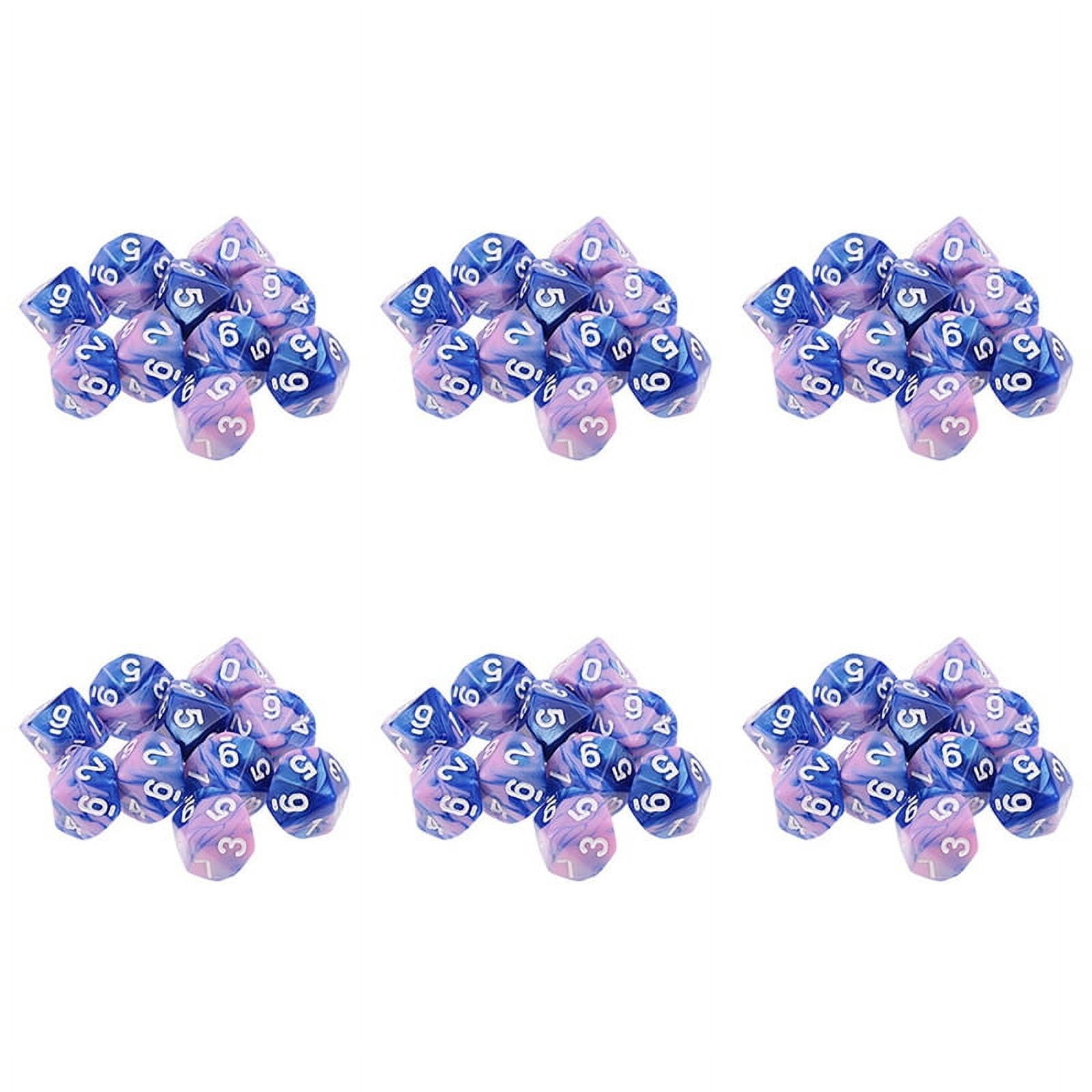 60Pcs 10 Sided D10 Polyhedral Dices Numbers Dials Desktop Table Board ...