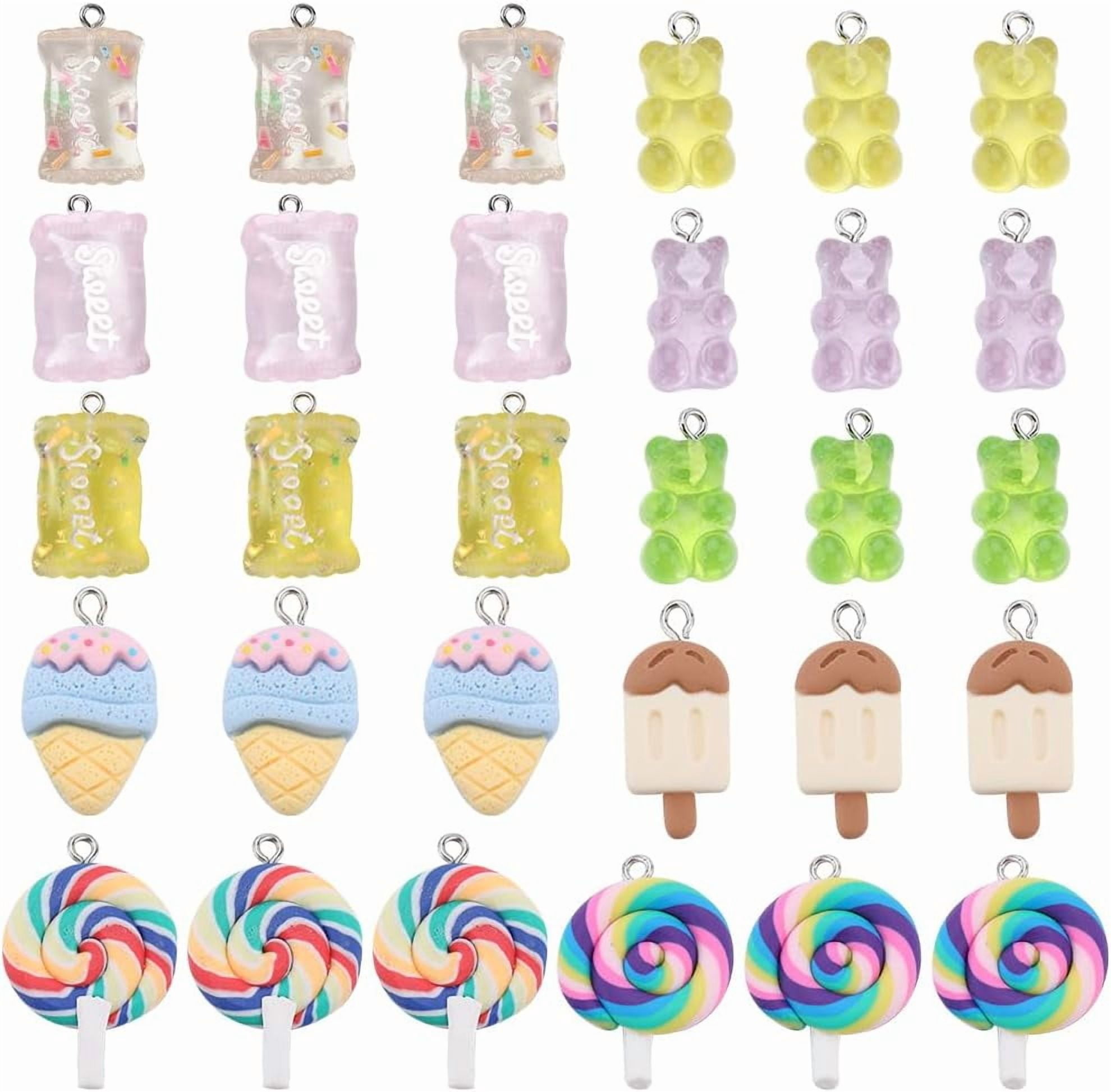 60Pcs 10 Styles Candy Charms Bulk Candies Charm Cute Resin Bear Dessert ...