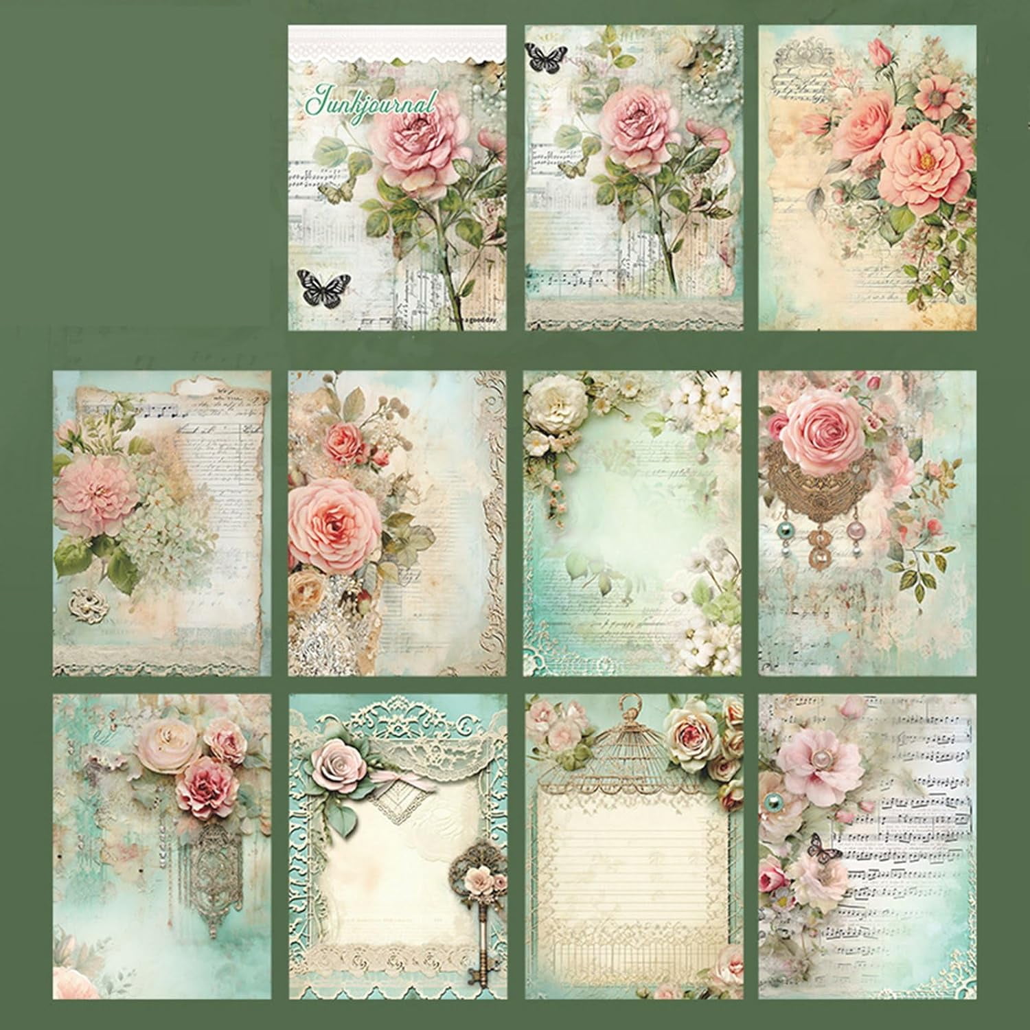 60Pcs 10 Styles Rectangle Flower Craft Scrapbook Paper Pads 140x100mm ...