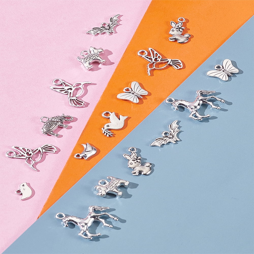 60Pcs 10 Styles Tibetan Style Gothic Alloy Pendants Mixed Shapes Charms ...