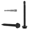 60Pcs #10 x 2 Self Drilling Screws for Metal,410 Stainless Steel Black ...