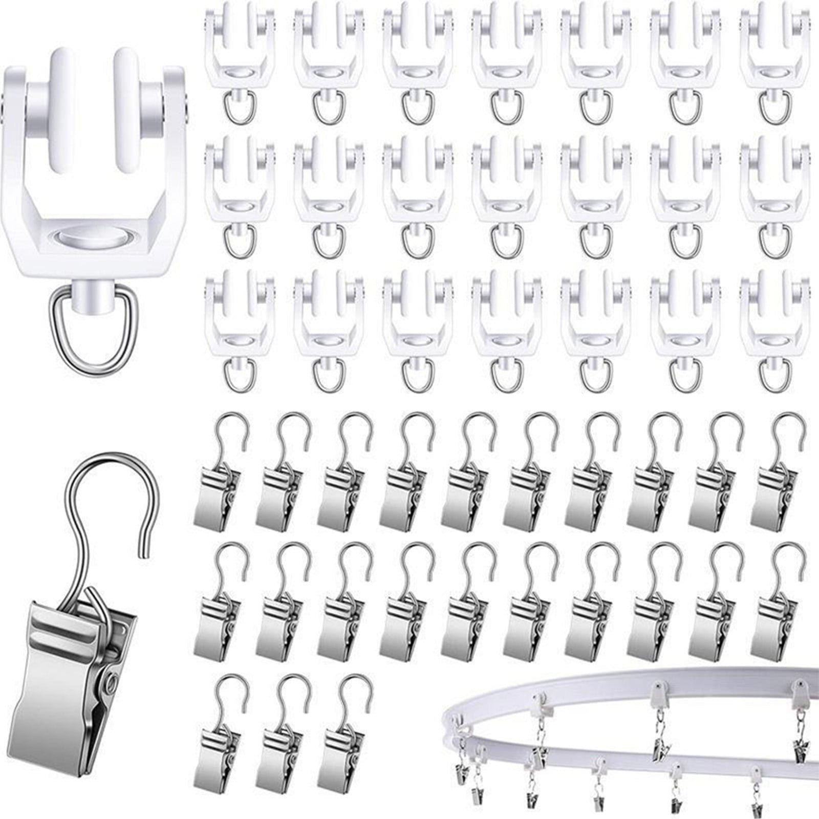 60Pcs 11Mm White Curtain Track Rollers Flexible Curtain Track Pulley ...