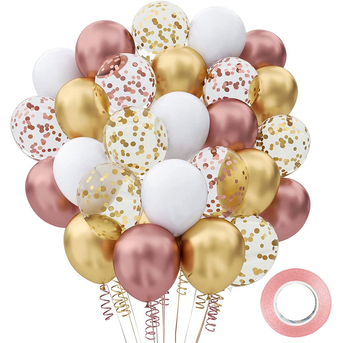 60Pcs 12-Inch Latex Balloon Metallic Confetti Balloon Set Birthday ...