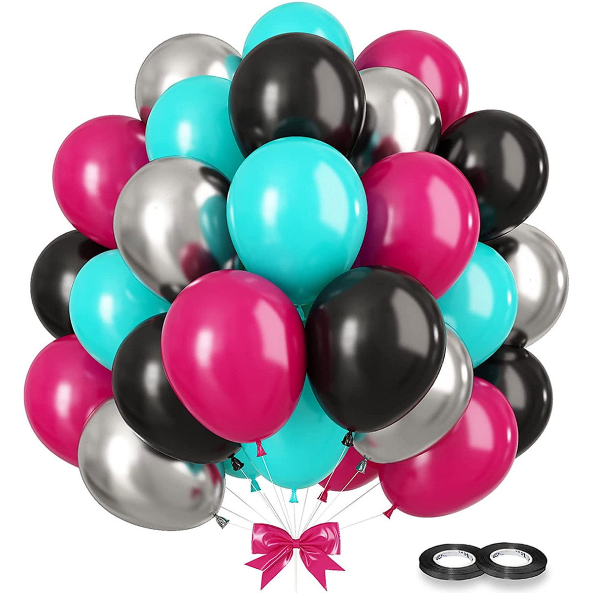 60Pcs 12-Inch Latex Balloon Metallic Confetti Balloon Set Birthday ...