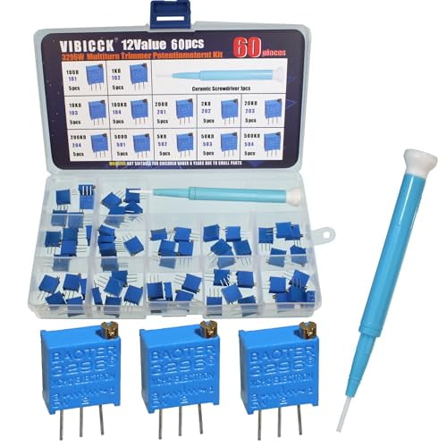 60Pcs 12 Values 3296W Multiturn Trimmer Potentiometer （100-500 K Ohm ...