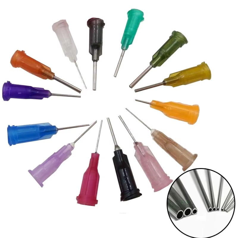 60Pcs 14G-34G Dispensing Machine Glue Injection Needle 1/2" Stainless ...