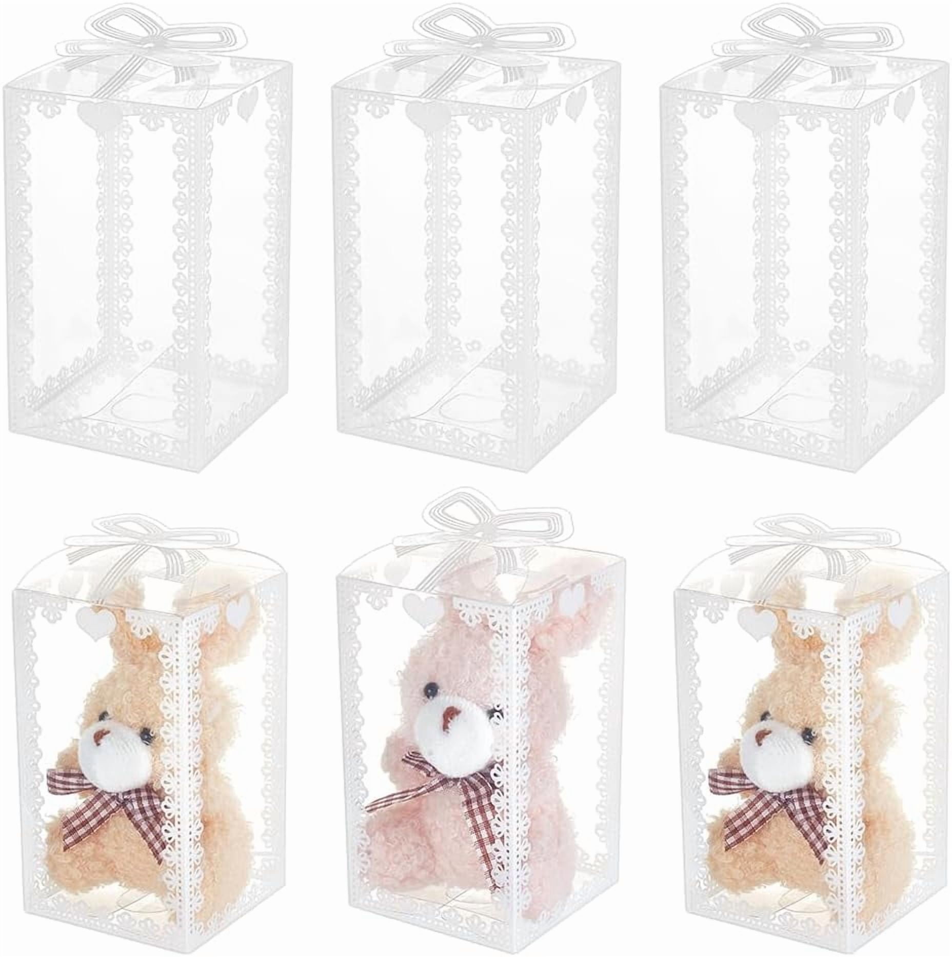 60Pcs 2.3x2.3x4 Inch Transparent PVC Favor Boxes Rectangle Knot Pattern ...