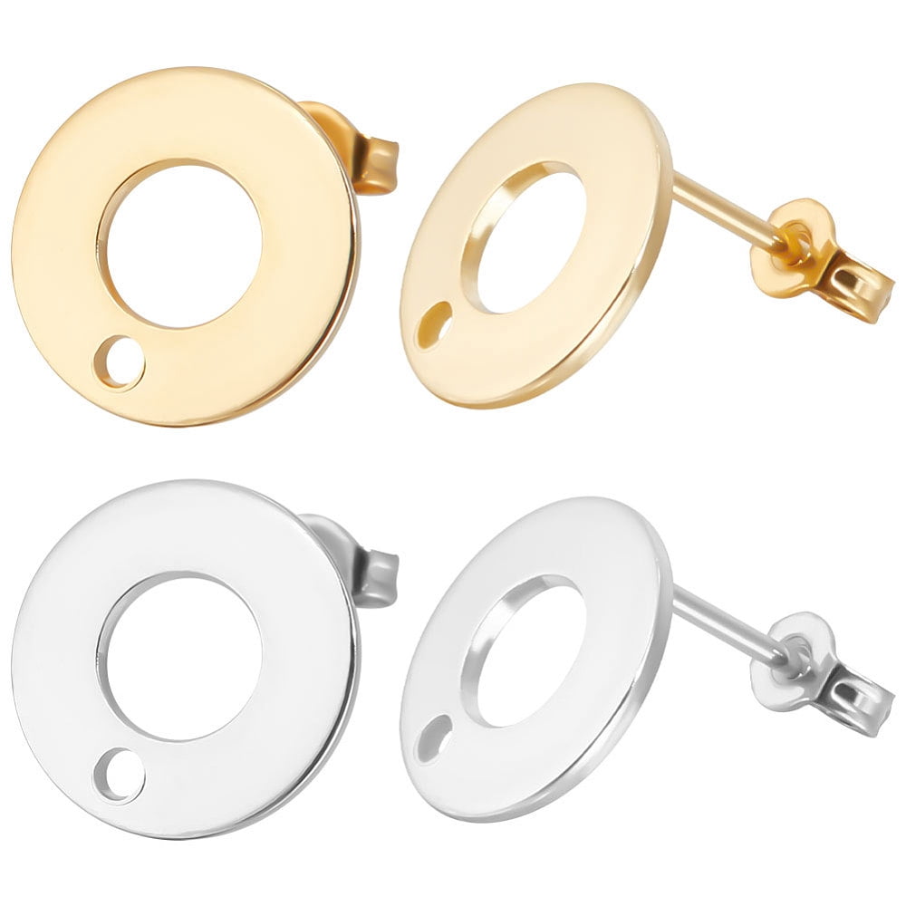 60Pcs 2 Color 304 Stainless Steel Donut Stud Earring Findings with ...