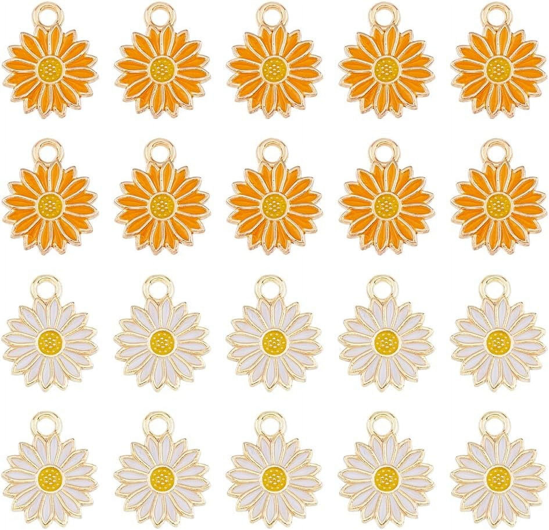 60Pcs 2 Colors Daisy Charms Alloy Enamel Flower Pendants Mini Cherry ...