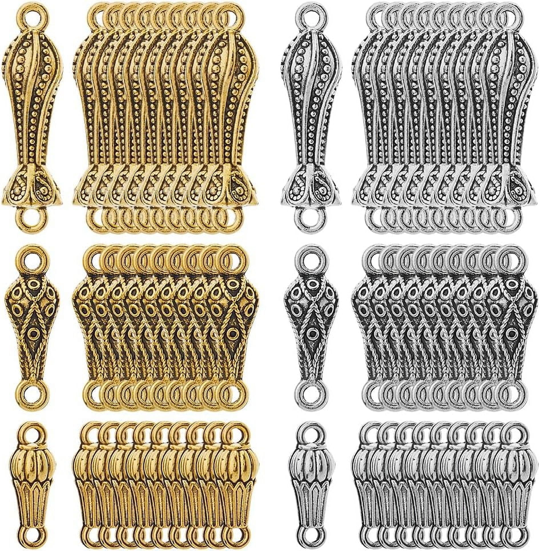 60Pcs 2 Colors Tibetan Alloy Connector Charms Silver Gold Link Charms ...