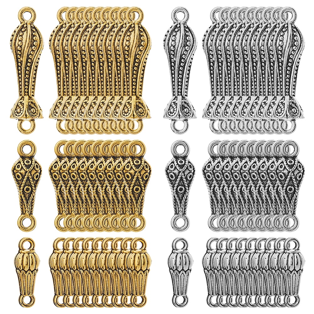 60Pcs 2 Colors Tibetan Alloy Connector Charms Silver Gold Link Charms ...