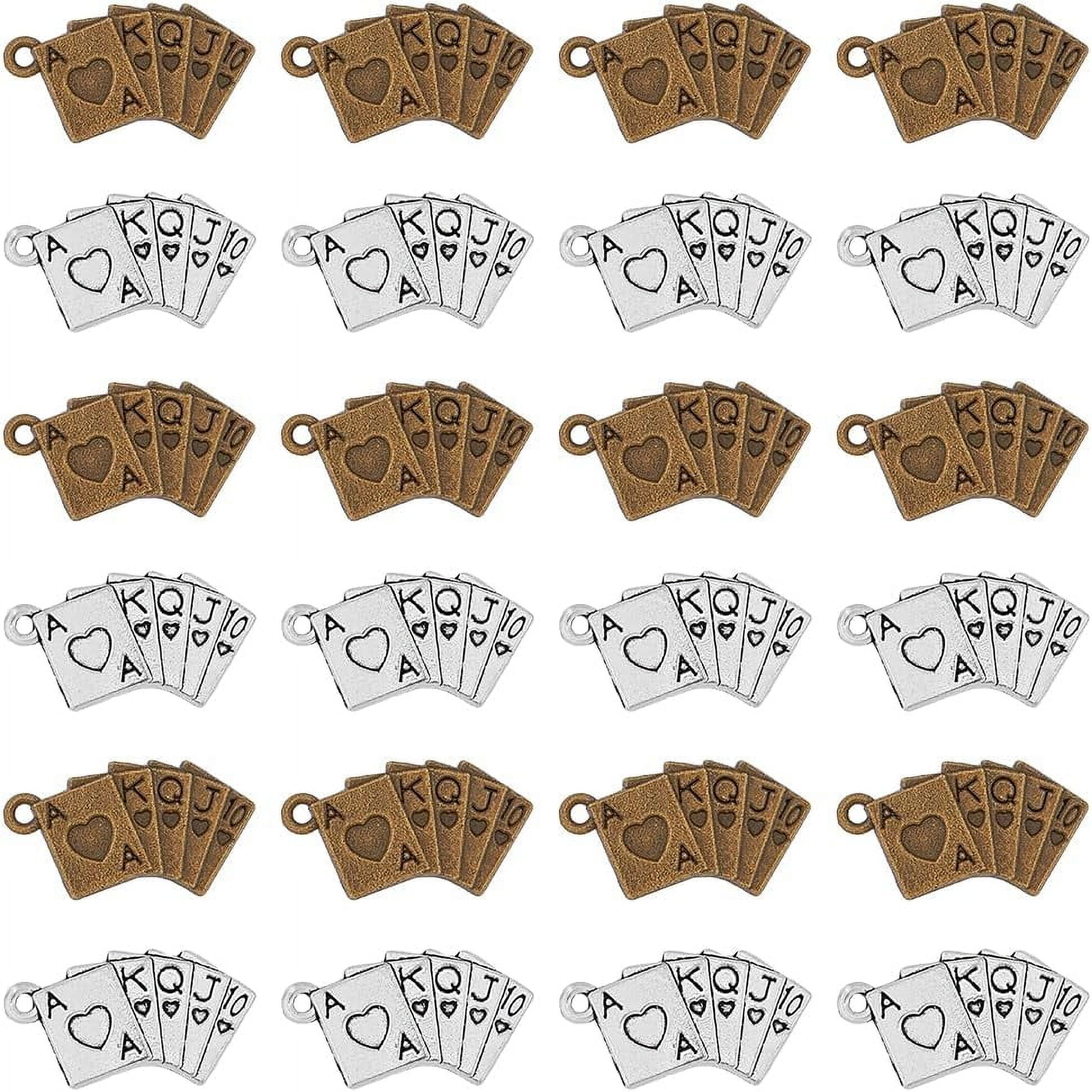 60Pcs 2 Colors Tibetan Style Poker Games Pendants Mixed Color Playing ...