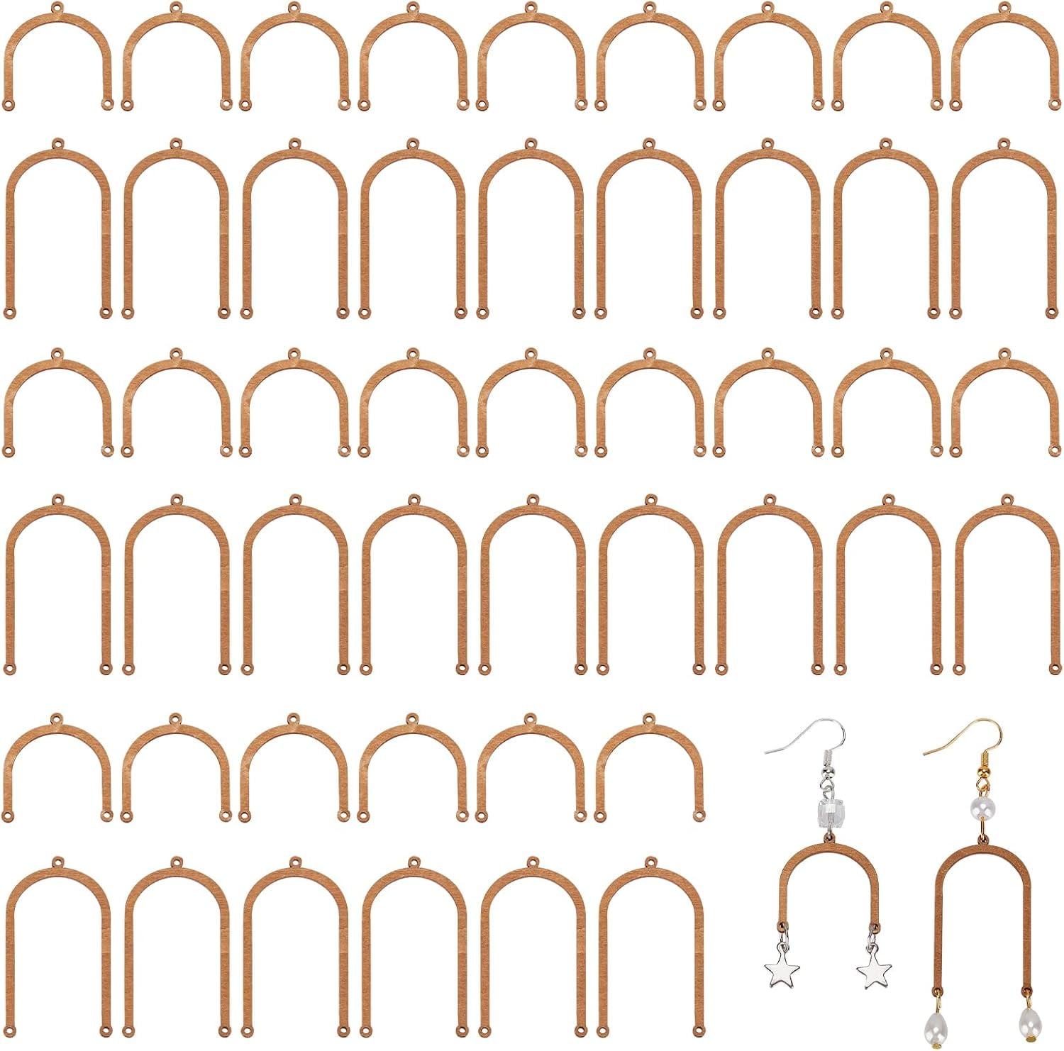 60Pcs 2 Sizes Unfinished Wood Chandelier Component Links Earring ...
