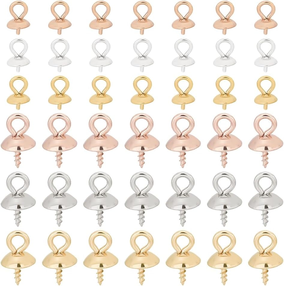 60Pcs 2 Style 3 Colors Pendant Bails 304 Stainless Steel Pearl Peg ...
