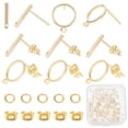 60Pcs 2 Styles Ring Rectangle Shape Brass Stud Earring Findings with ...