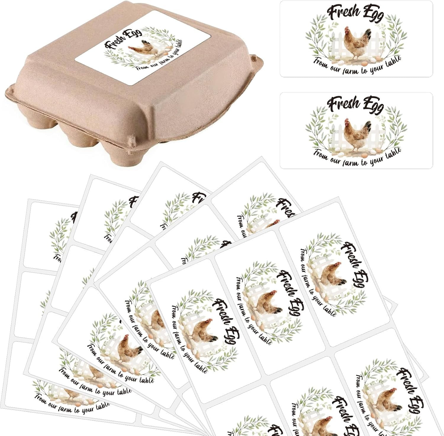 60Pcs 2" x 4" Fresh Egg Labels Self Adhesive from Our Farm to Your ...