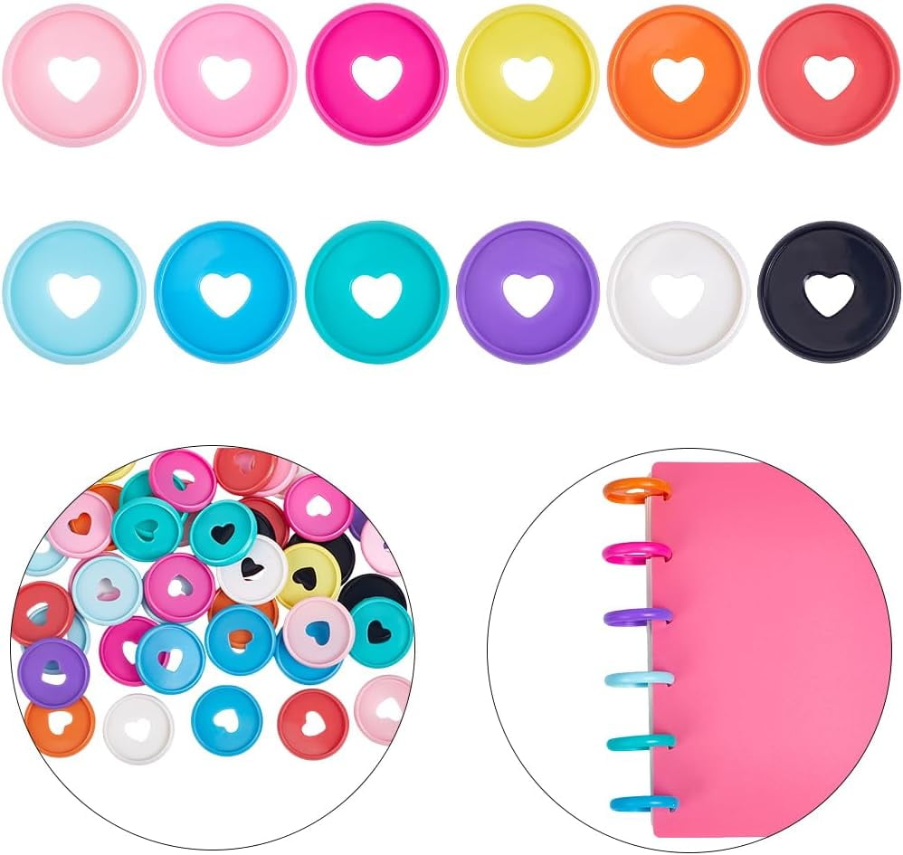 60Pcs 28mm Book Binding Discs 12 Colors Plastic Round Transparent ...