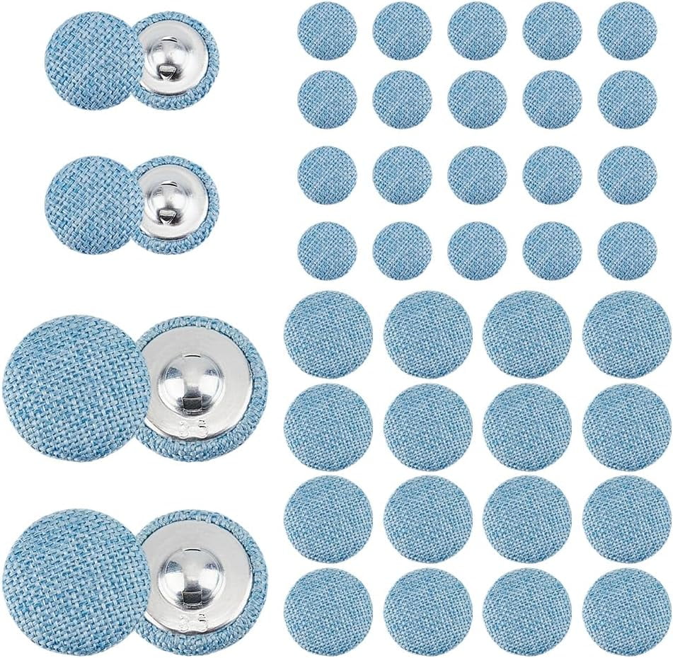 60Pcs 2Styles Button Covers Fabric Cover Buttons 1-Hole Cloth Jeans ...