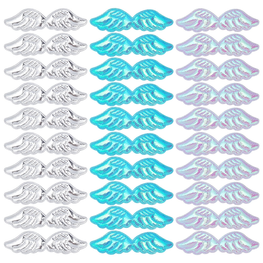 60Pcs 3 Colors PU Leather Clothing Patches Wings Mixed Color 30x100mm ...