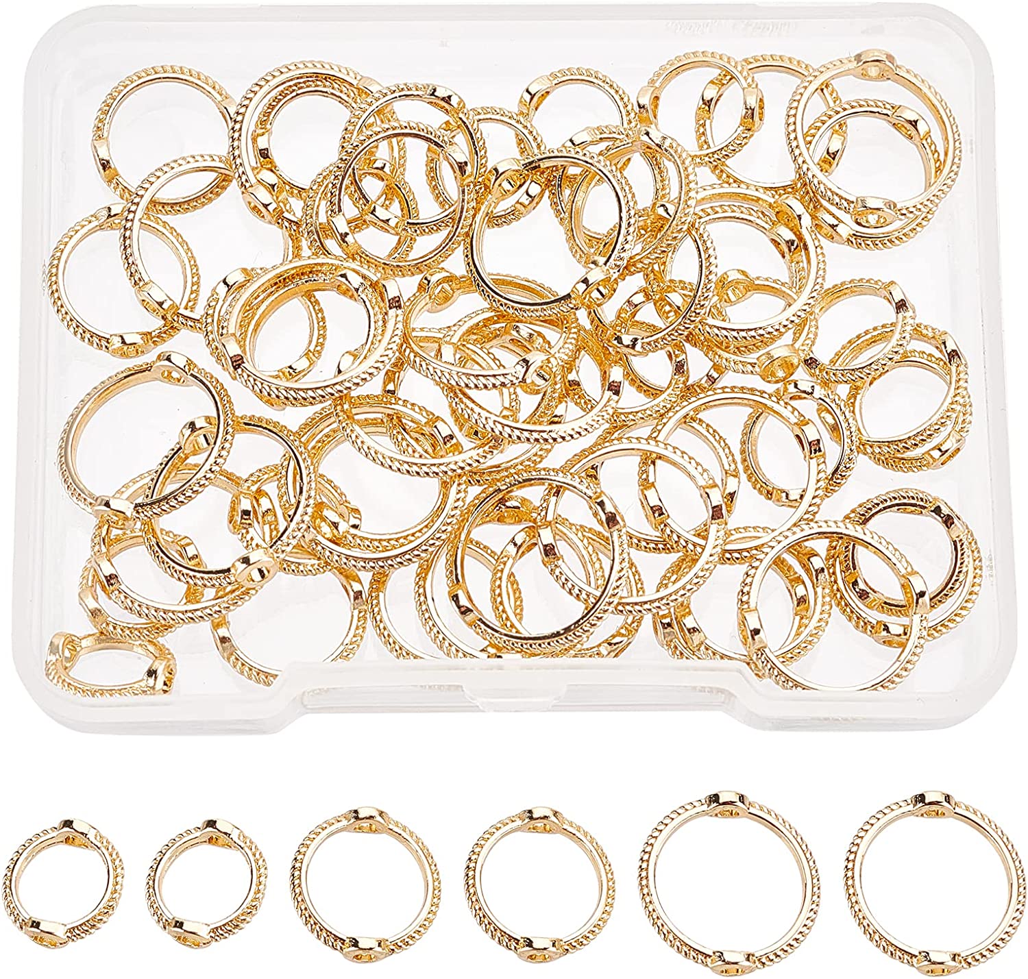60Pcs 3 Sizes Brass Bead Frames 9/11/13mm Round Ring Shaped Metal Links ...