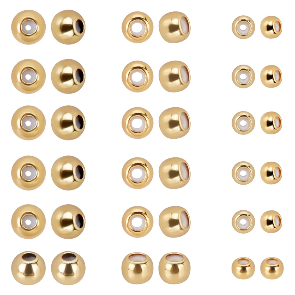 60Pcs 3 Style Brass Beads with Rubber Inside Slider Beads Long-Lasting ...