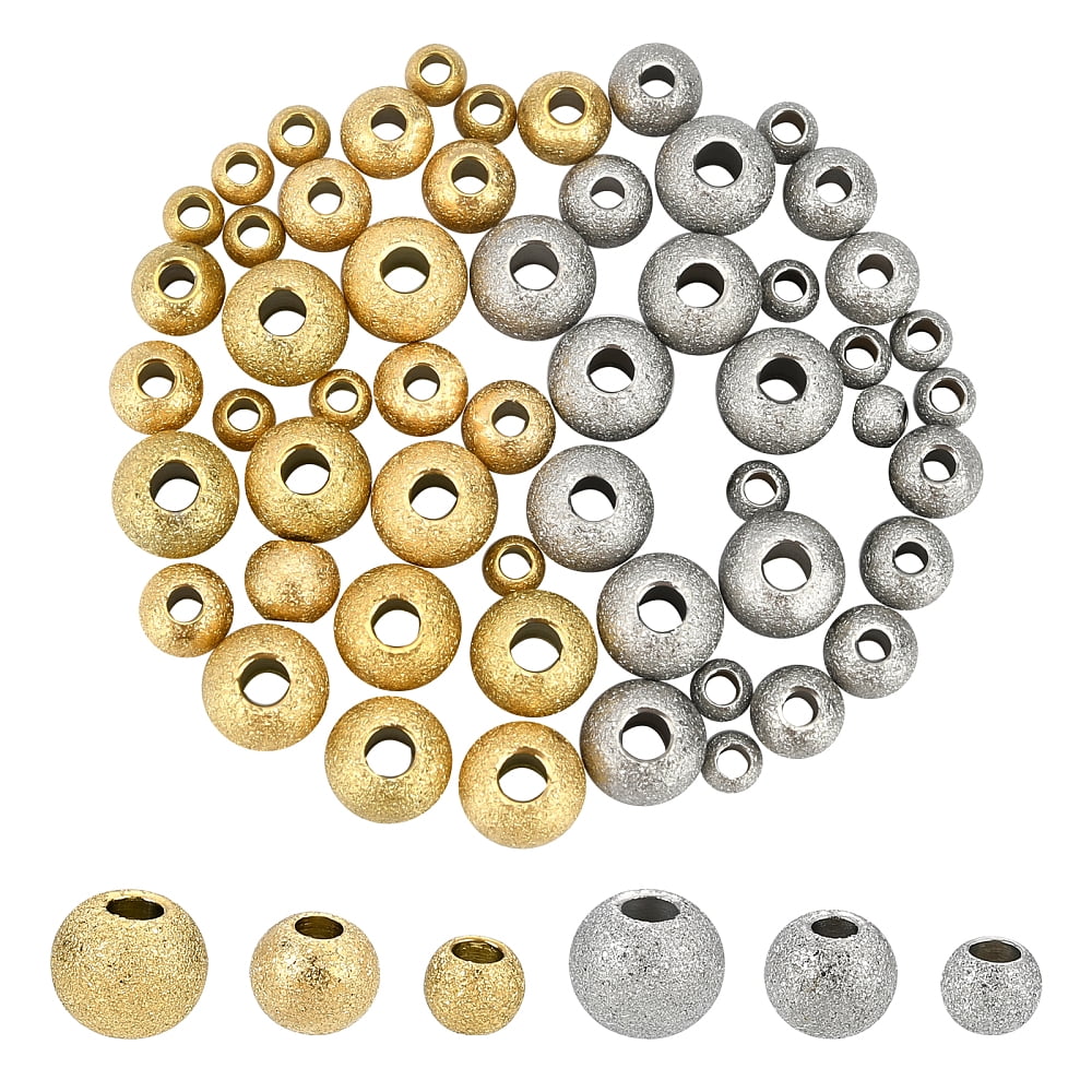 60Pcs 3 Style Ion Plating(IP) 201/304 Stainless Steel Textured Beads ...