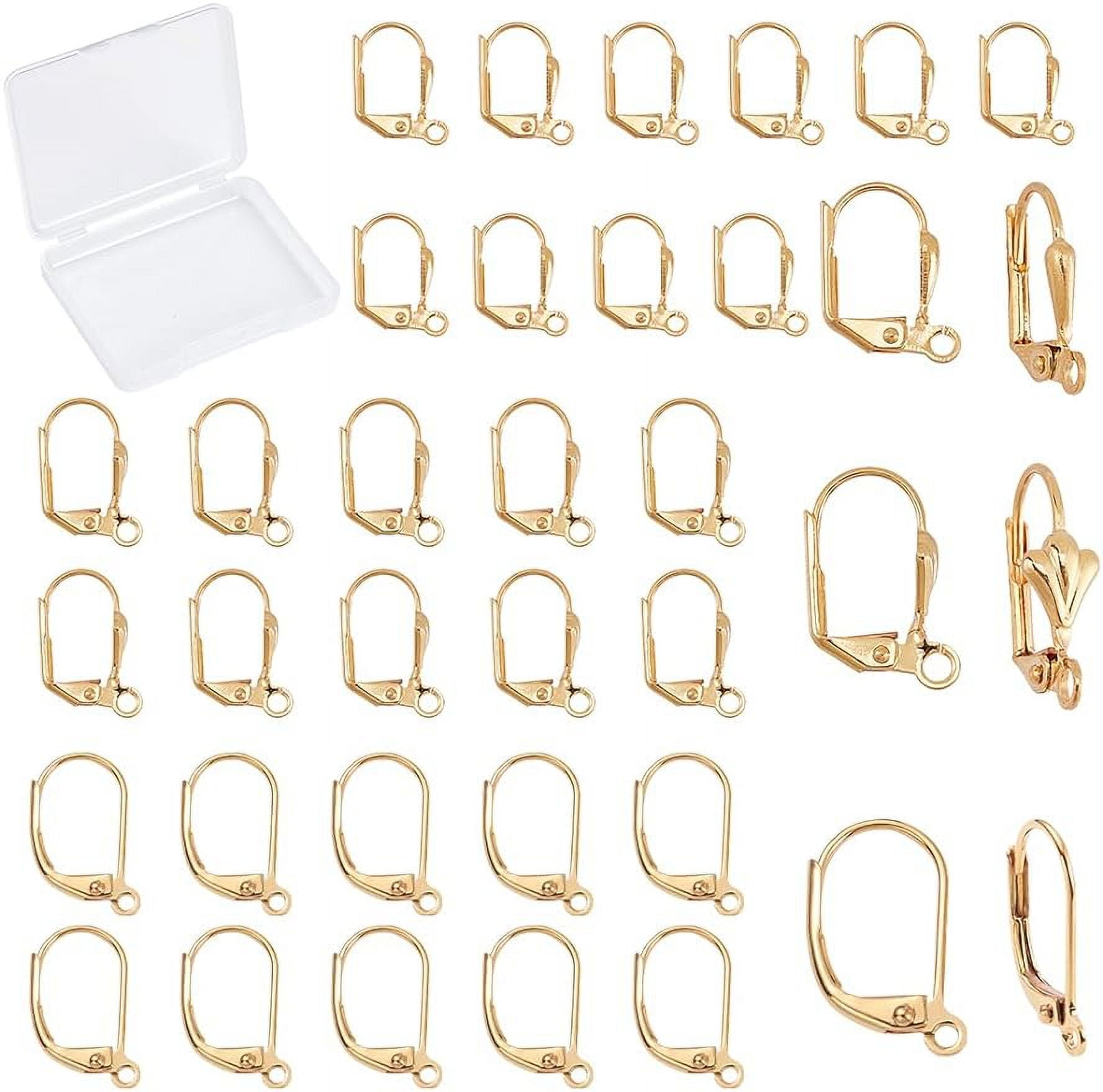 60Pcs Leverback Earring Findings 18K Gold Plated Ear Wire Lever Back ...