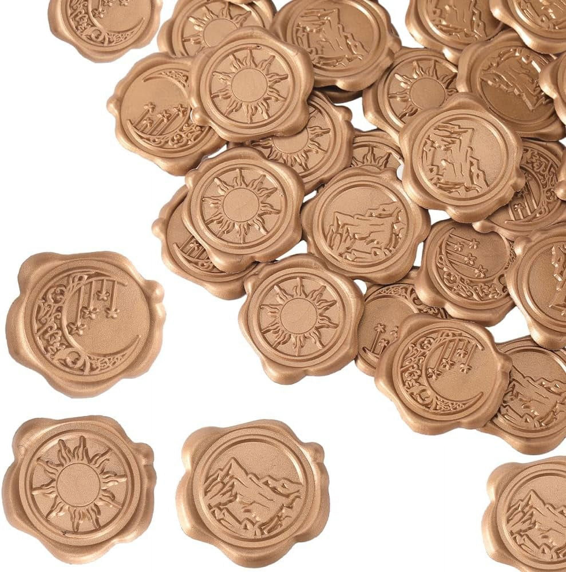 60Pcs 3 Style Wax Seal Stickers Moon Sun Mountain Bronze Wedding ...