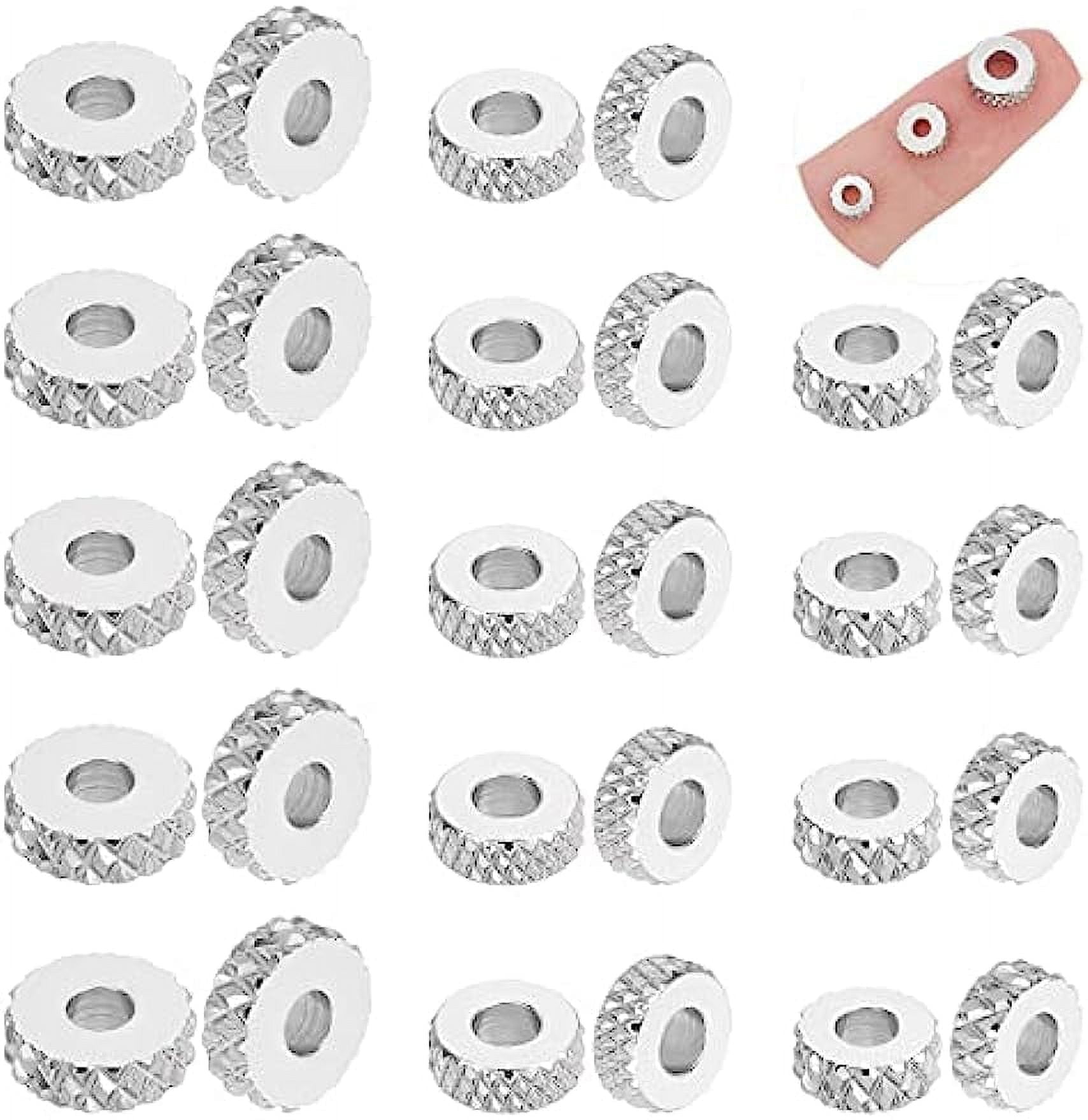 60Pcs 3 Styles 5 6 8mm Stainless Steel Spacer Beads Flat Round with ...