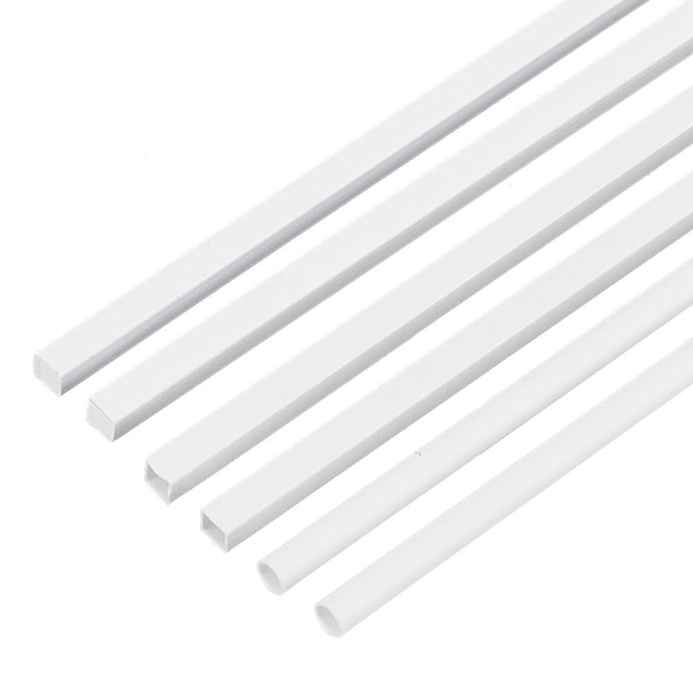 60Pcs 3 Styles ABS Plastic Hollow Tubes 25cm Long Plastic Round Square ...