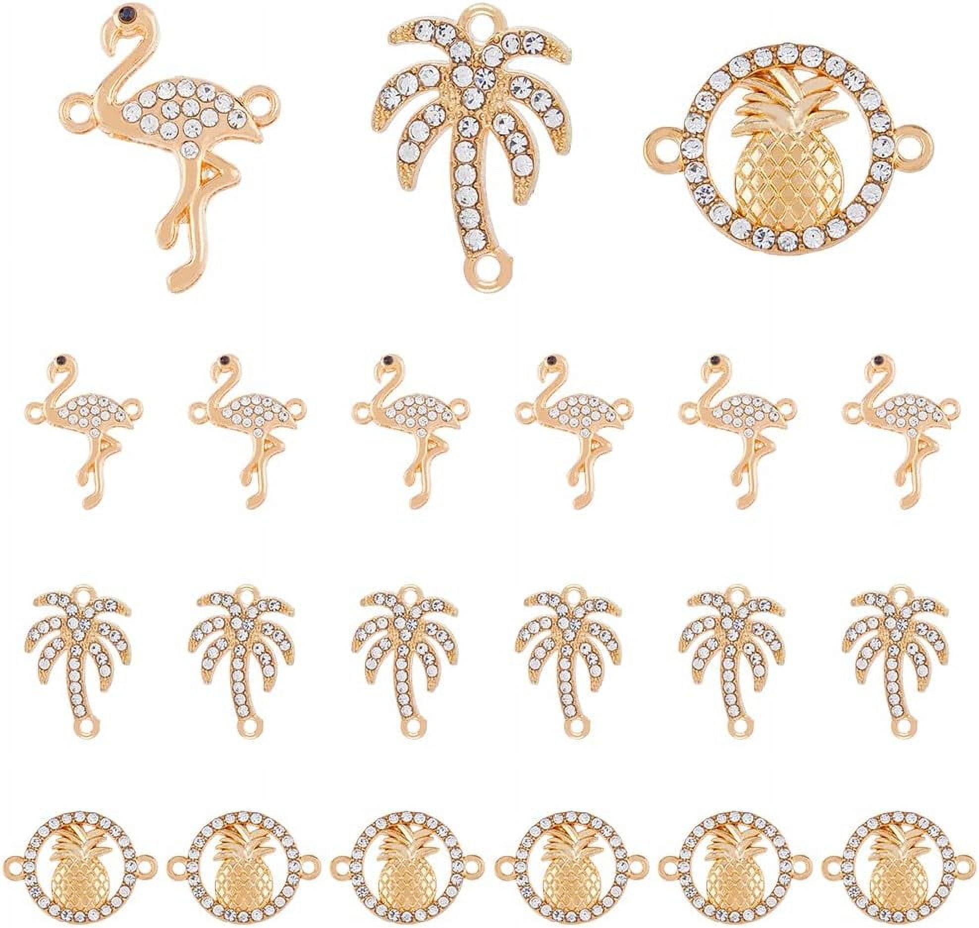 60Pcs 3 Styles Flamingo Link Charms Coconut Tree Connector Charms ...