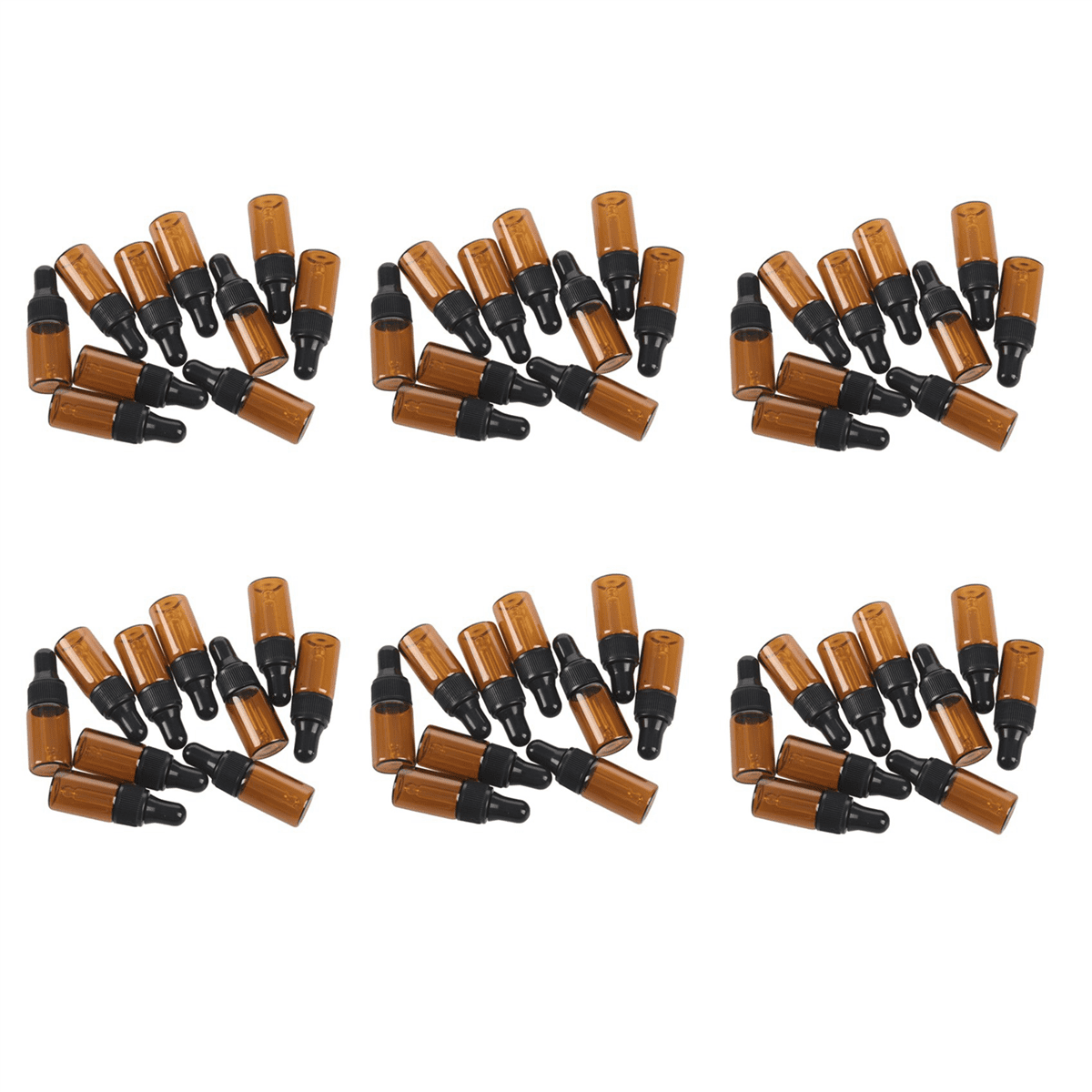 60Pcs 3Ml Empty Brown Glass Dropper Bottles with Pipette for Essential ...