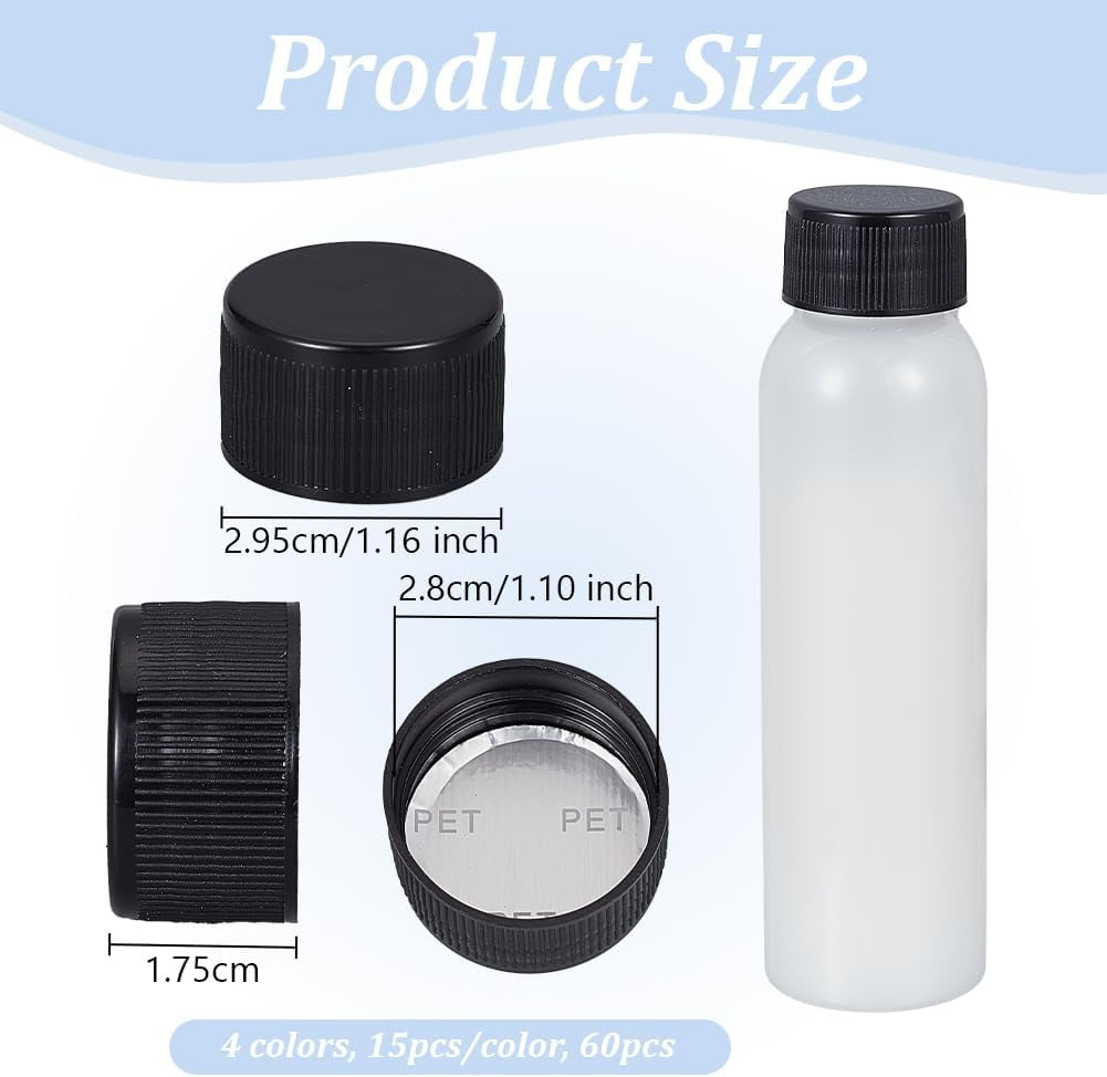 60Pcs 4 Colors Plastic Bottle Caps 29.5mm Column Water Bottle Tops Bottle Lids Small Craft ...