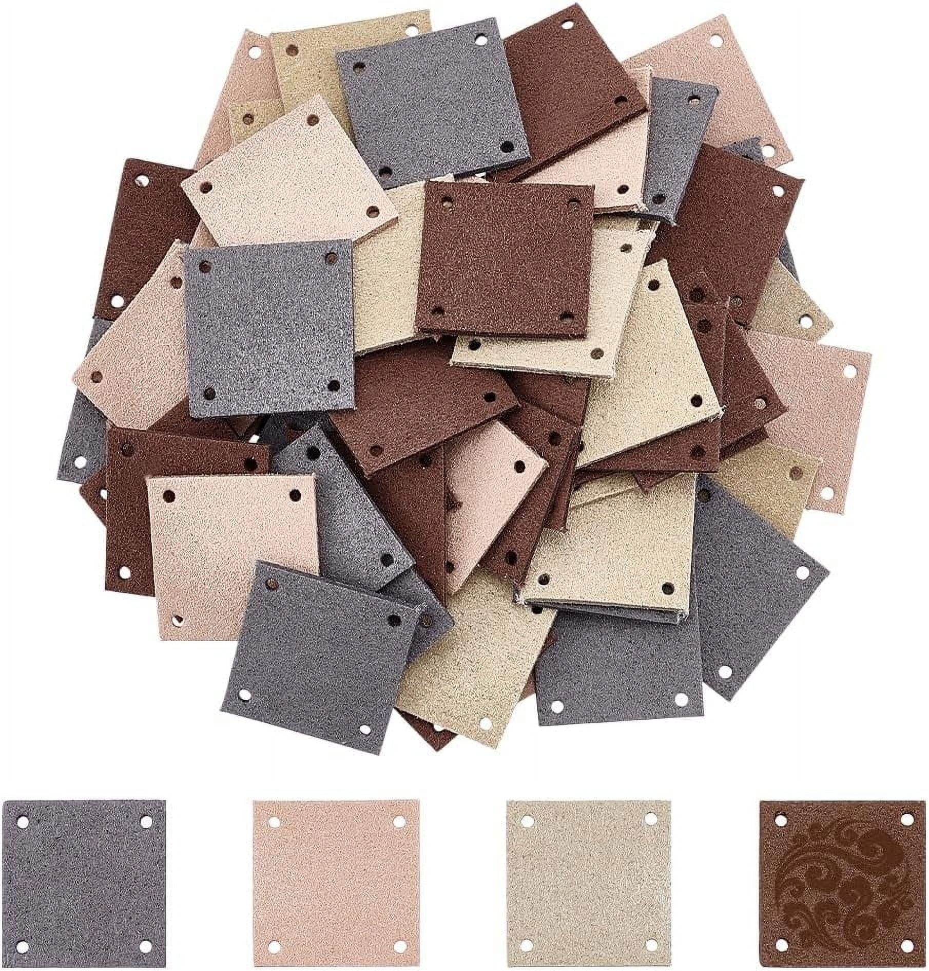 60Pcs 4 Colors Square Blank PU Leather Label Tags with Holes for Jeans ...