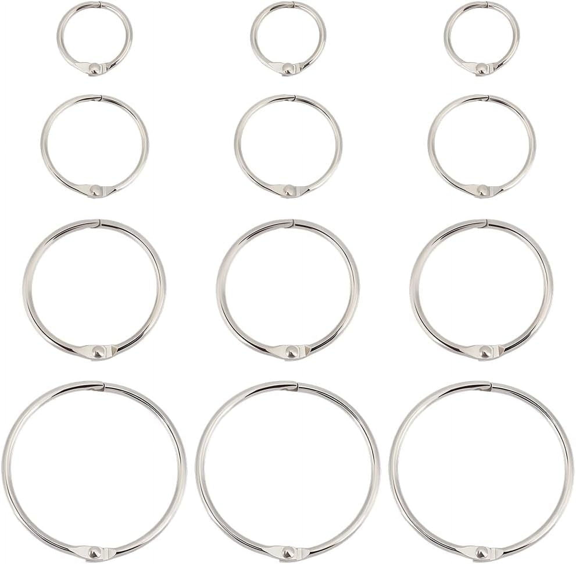 60Pcs 4 Sizes Loose Leaf Binder Rings Bulk Silver Metal Stainless Steel ...