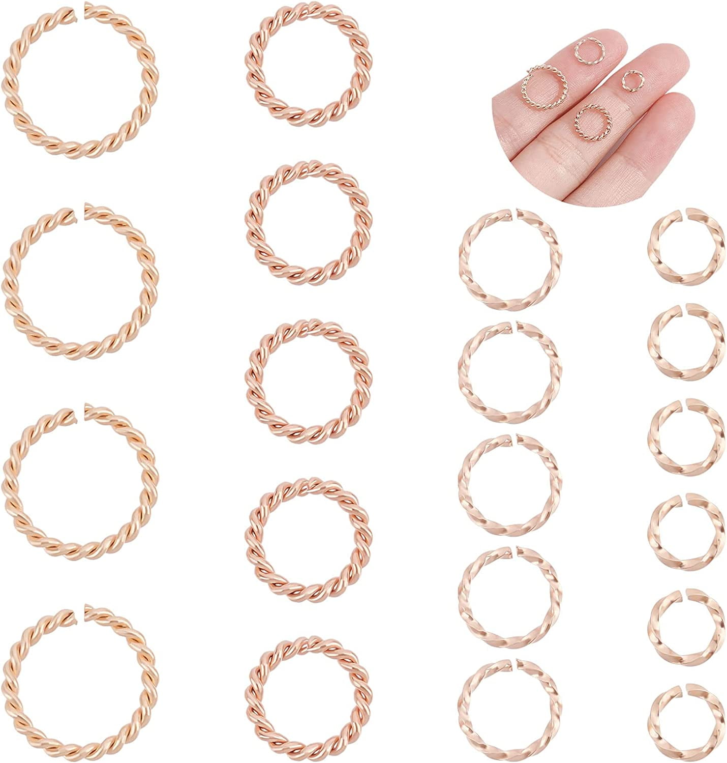 About 60Pcs 4 Sizes Stainless Steel Jump Rings Rose Gold Open Jump ...