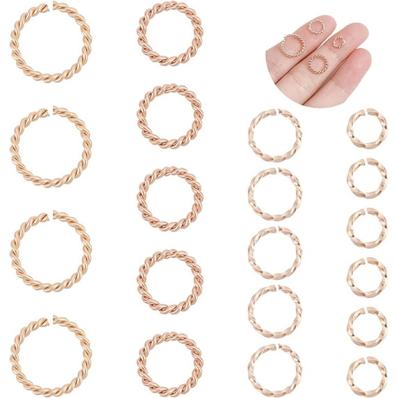 About 60Pcs 4 Sizes Stainless Steel Jump Rings Rose Gold Open Jump ...
