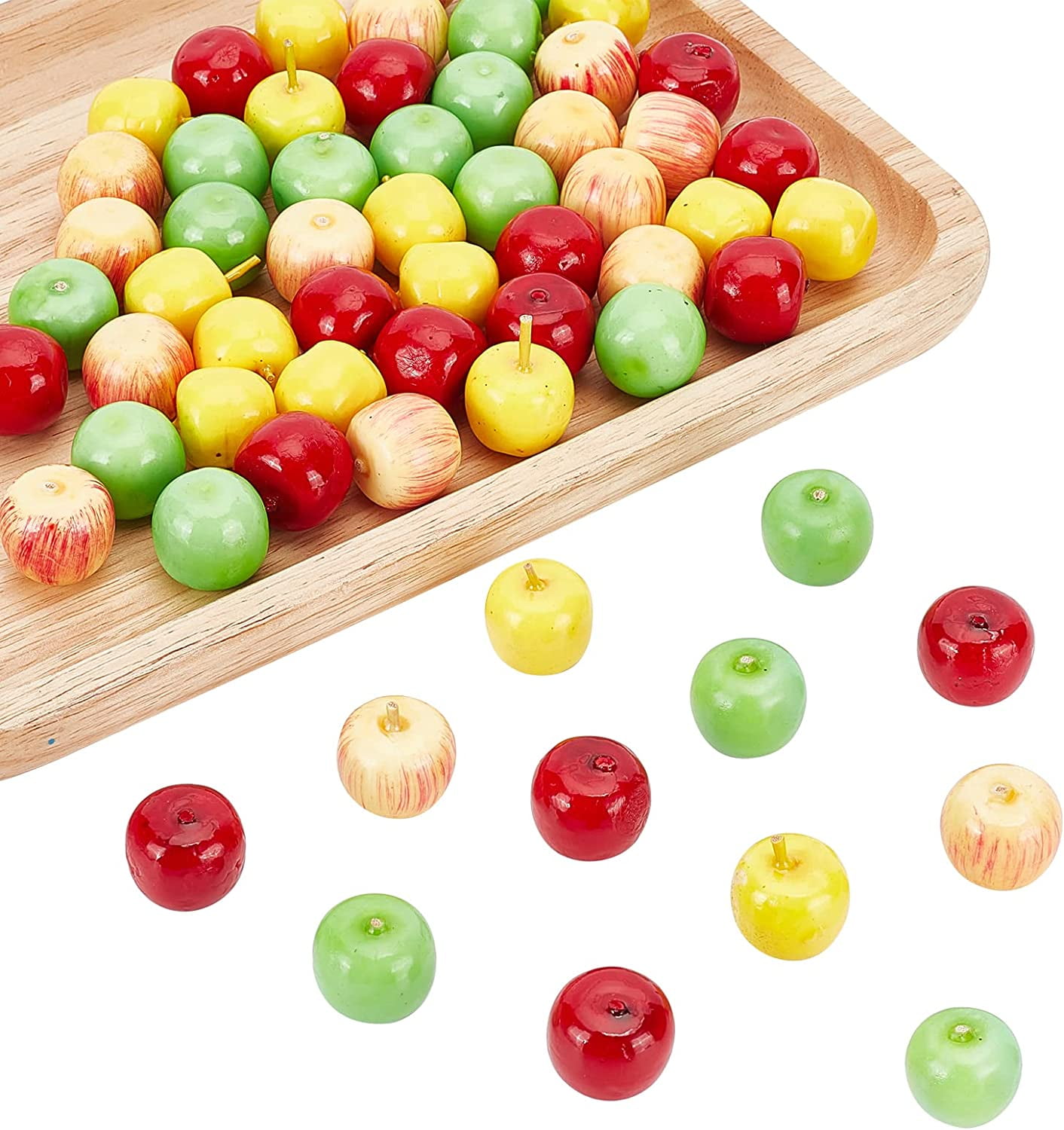 60Pcs 4 Styles Realistic Fake Fruit Artificial Lifelike Mix Apple Mini ...