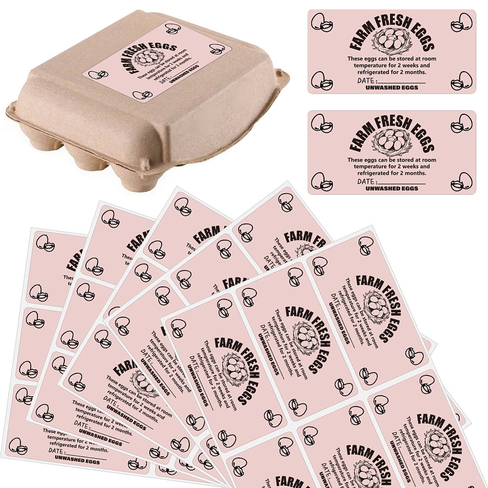 60Pcs 4 x 2 Inches Farm Fresh Egg Carton Sticker with Collected Date ...