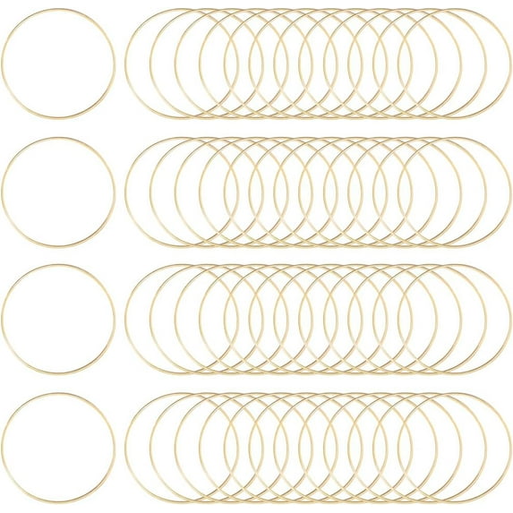 60Pcs 40mm Hoop Earrings Findings Round Beading Hoops Golden Brass ...
