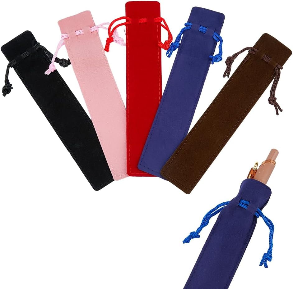 60Pcs 5 Colors Velvet Single Pen Sleeve Holder 6.85inch Velvet Pen ...