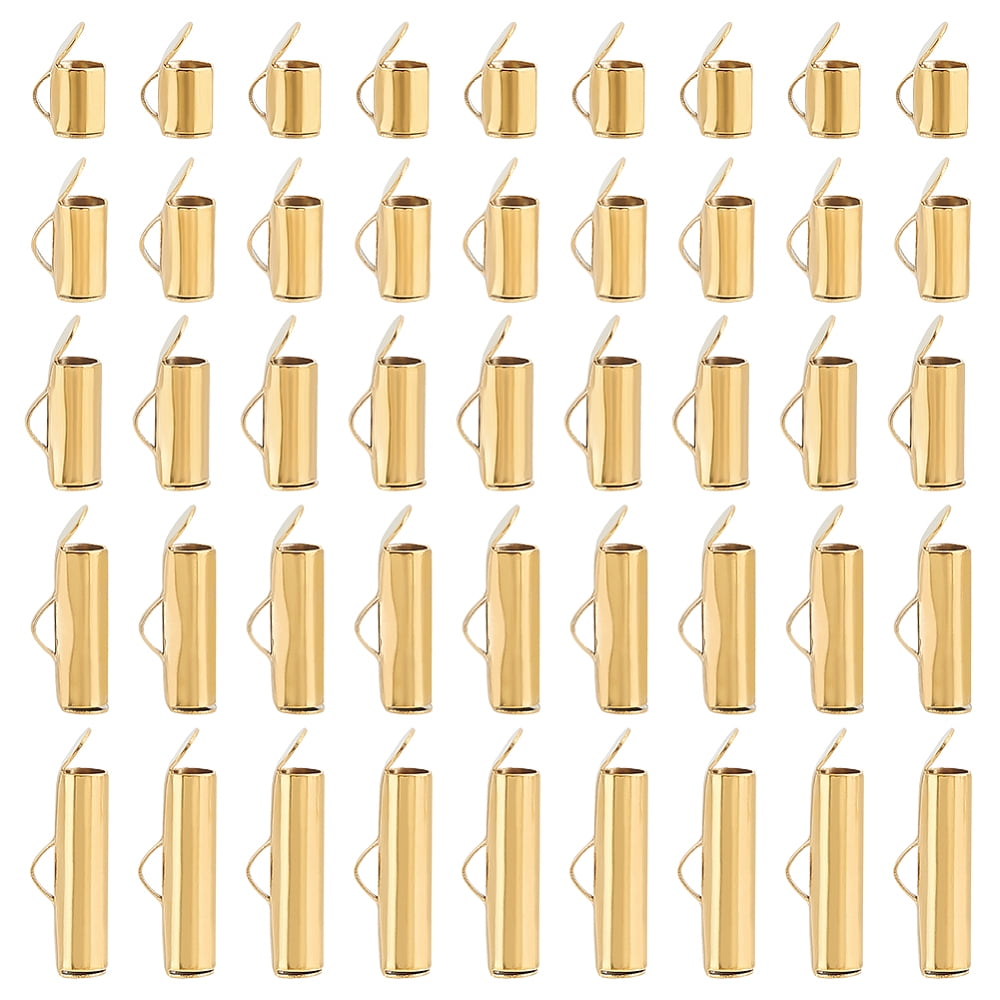 60Pcs 5 Size Slider End Caps 304 Stainless Steel Slide On End Clasp ...