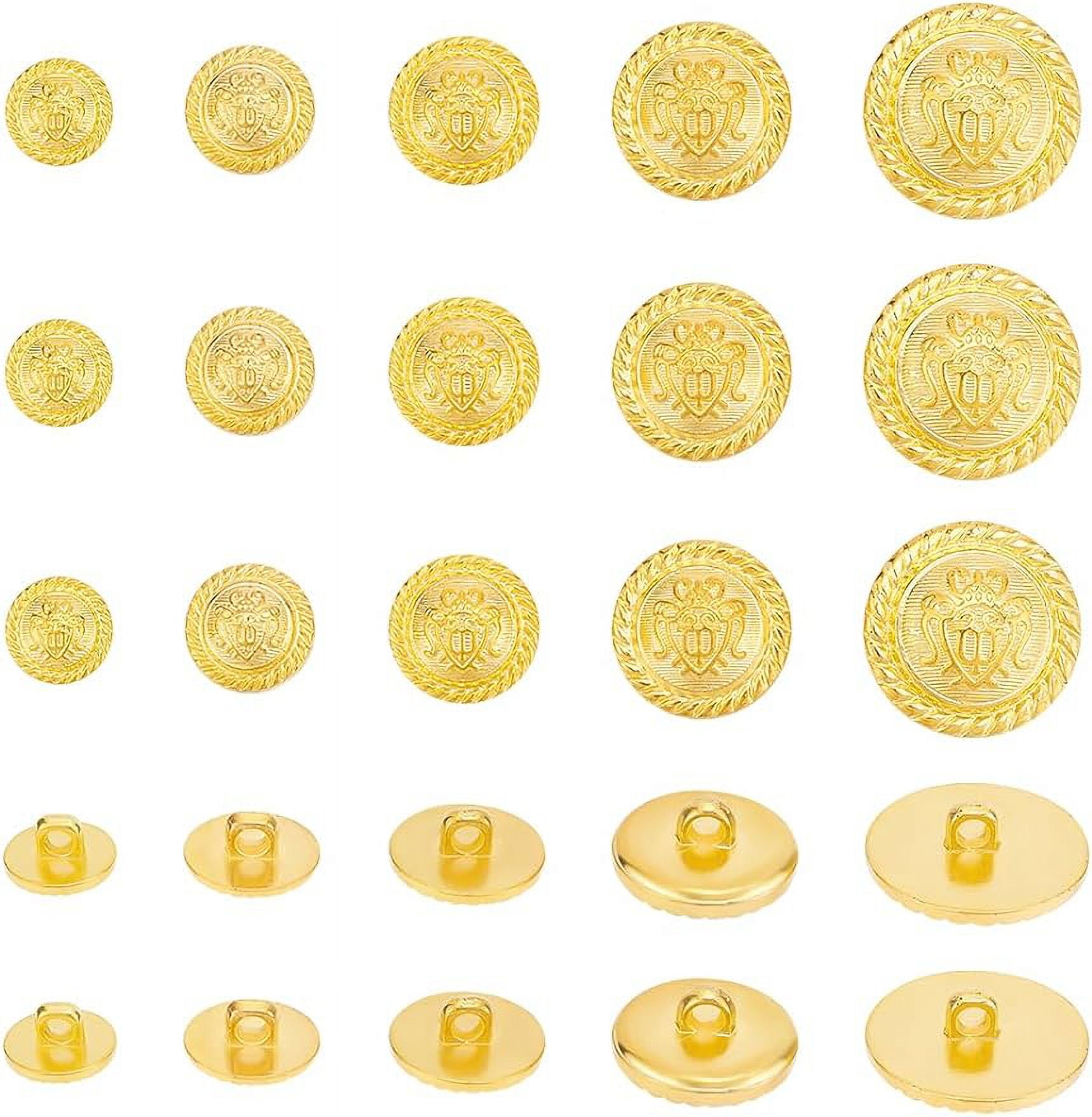 60Pcs 5 Sizes Plastic Shank Buttons Golden Sewing Buttons 3mm Hole Half ...