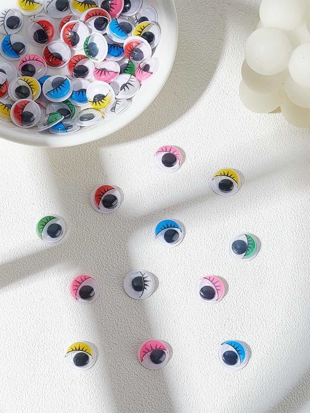 60Pcs 6 Color Half Round Plastic Sticker Eyes Mixed Color Wiggle Eyes ...