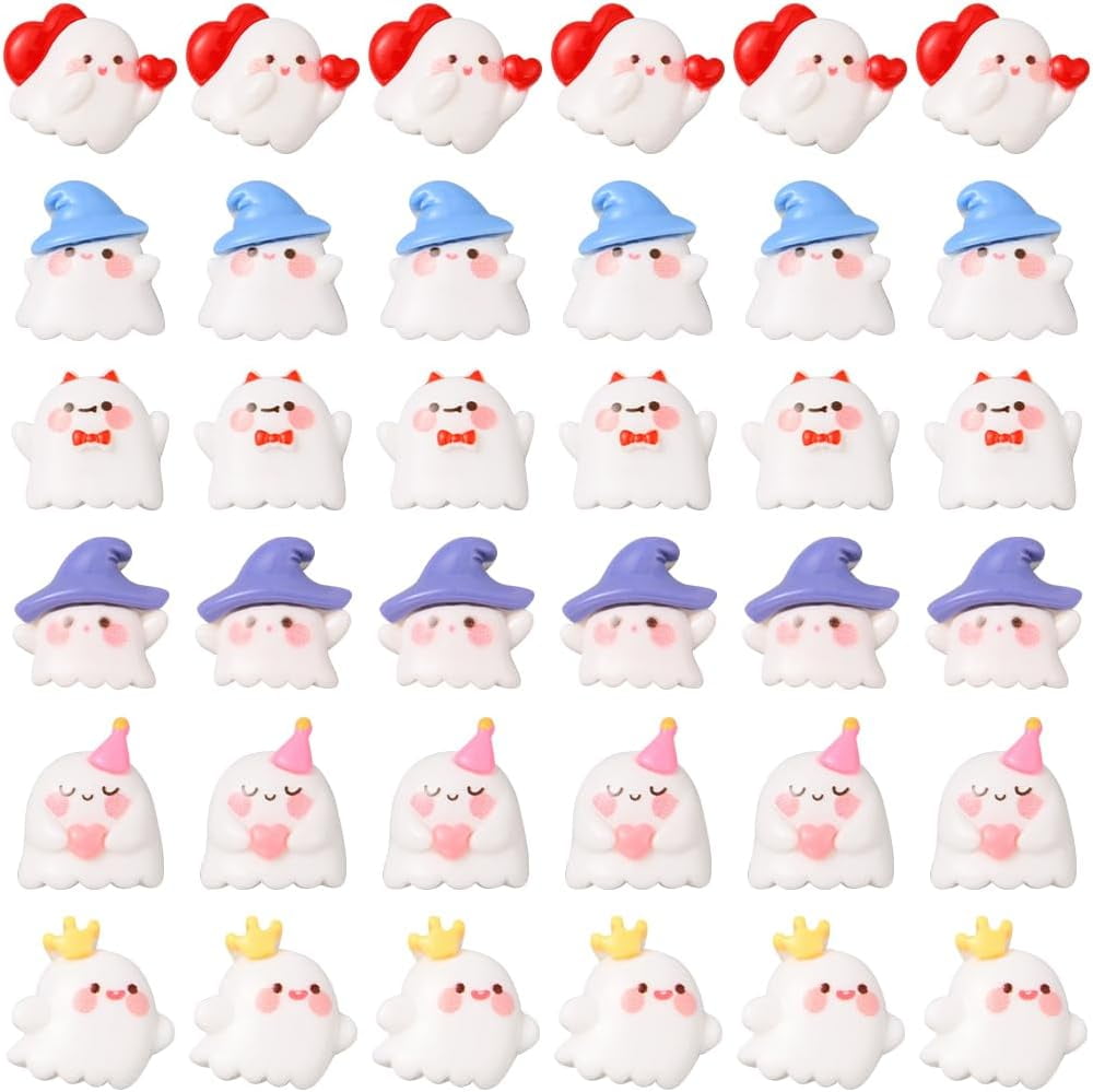 60Pcs 6 Colors Flatback Charms Cute Cabochons Kawaii Colorful Cartoon ...