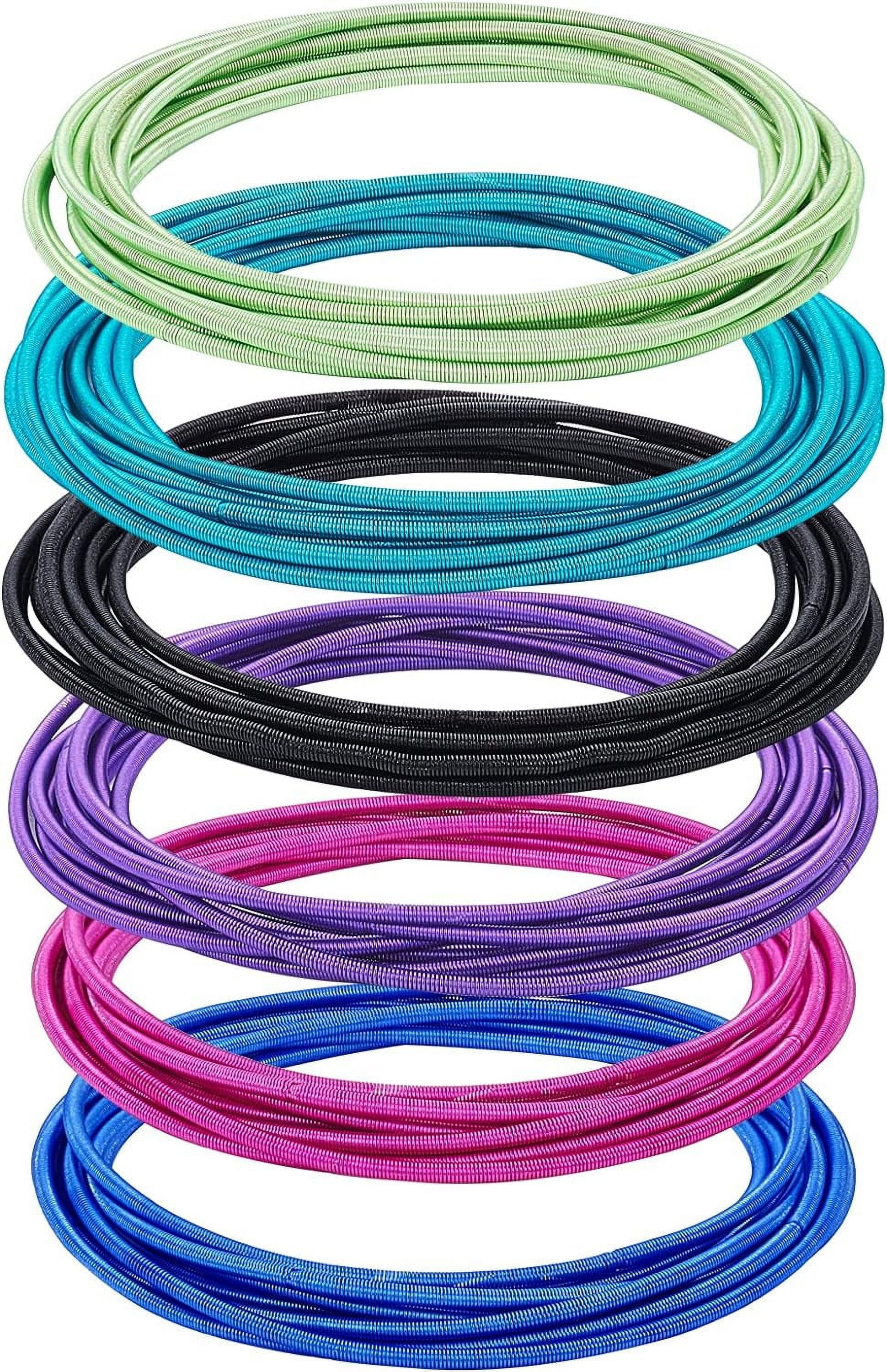 60Pcs 6 Colors Guitar String Bracelets 2mm Metal Stackable Stretch ...