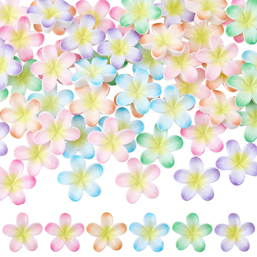 60Pcs 6 Colors Plastic Cabochons Flower Mixed Color 24~24.5x25~25.5x6.5 ...