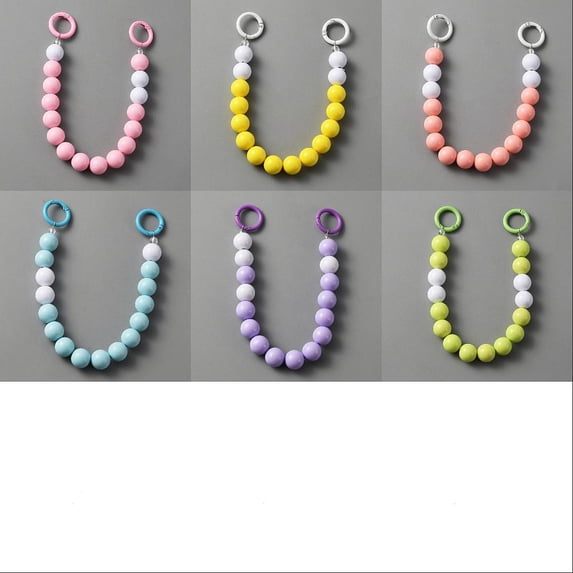 60Pcs 6 Colors Two Tone Opaque Acrylic Round Bead Chain Bag Straps with ...