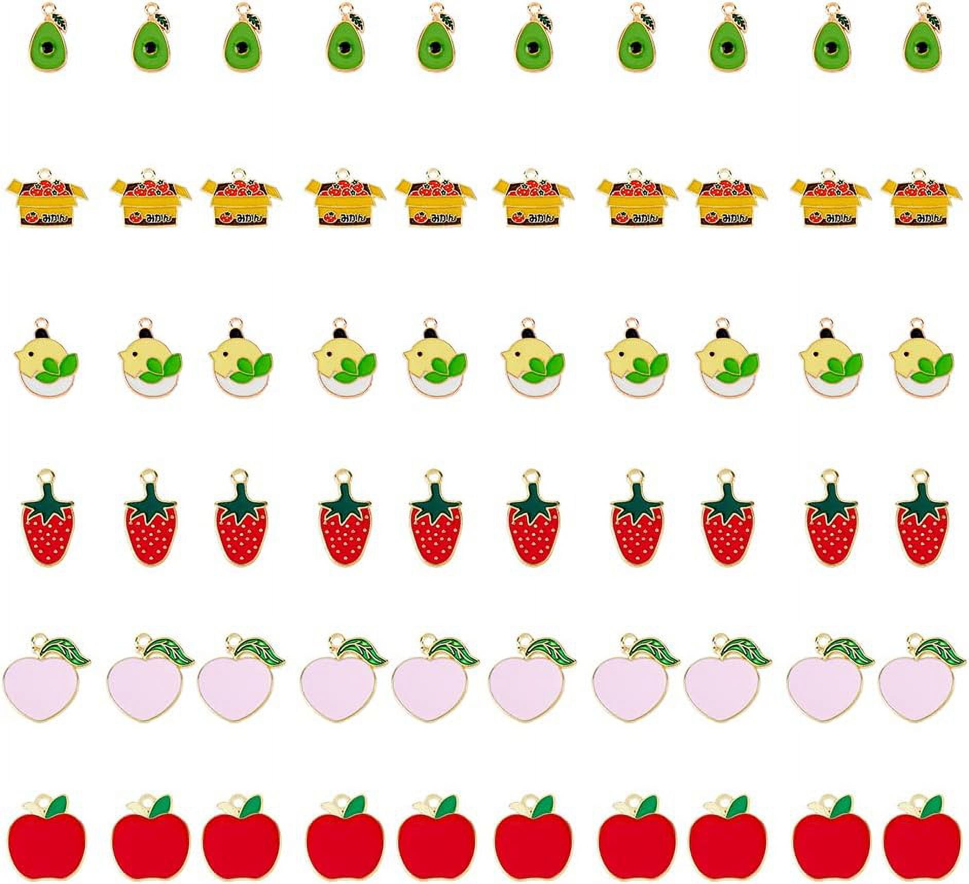 60Pcs 6 Style Alloy Enamel Pendants Light Gold Peach & Avocado ...