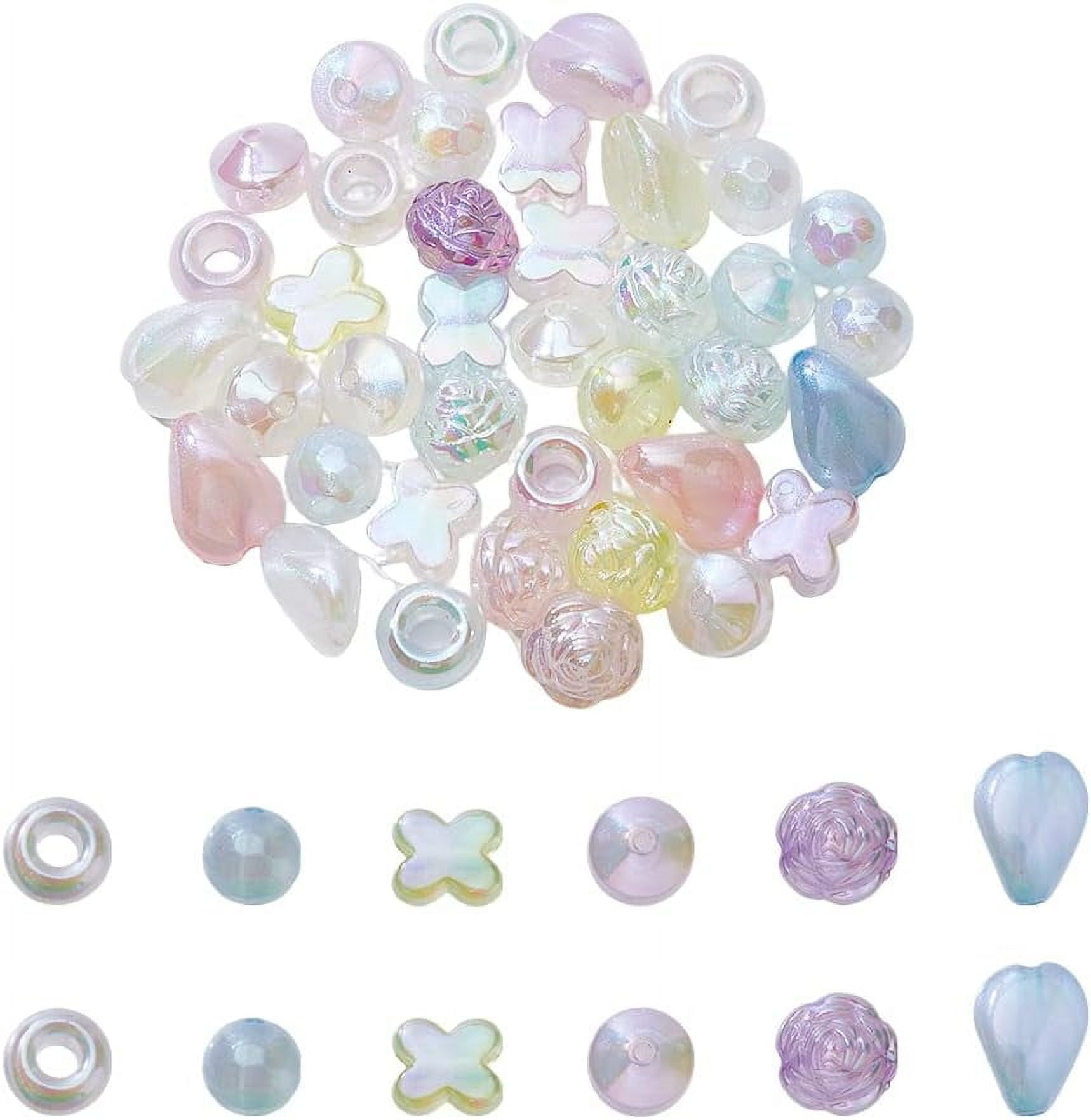 60Pcs 6 Style Plating Acrylic Beads Lovely Loose Beads Spacers ...